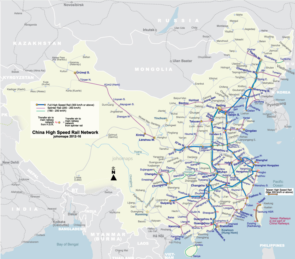 High Speed Rail Map Of China Johomaps High Speed Rail Map Of China Johomaps